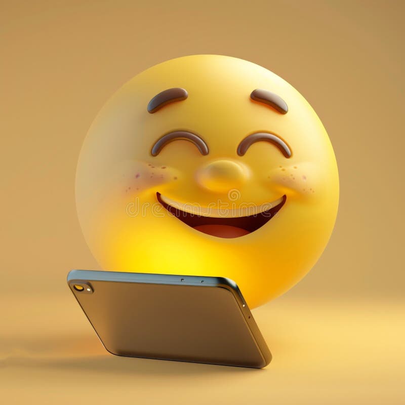 Smiley Face Reading E-book on Tablet Stock Illustration - Illustration ...