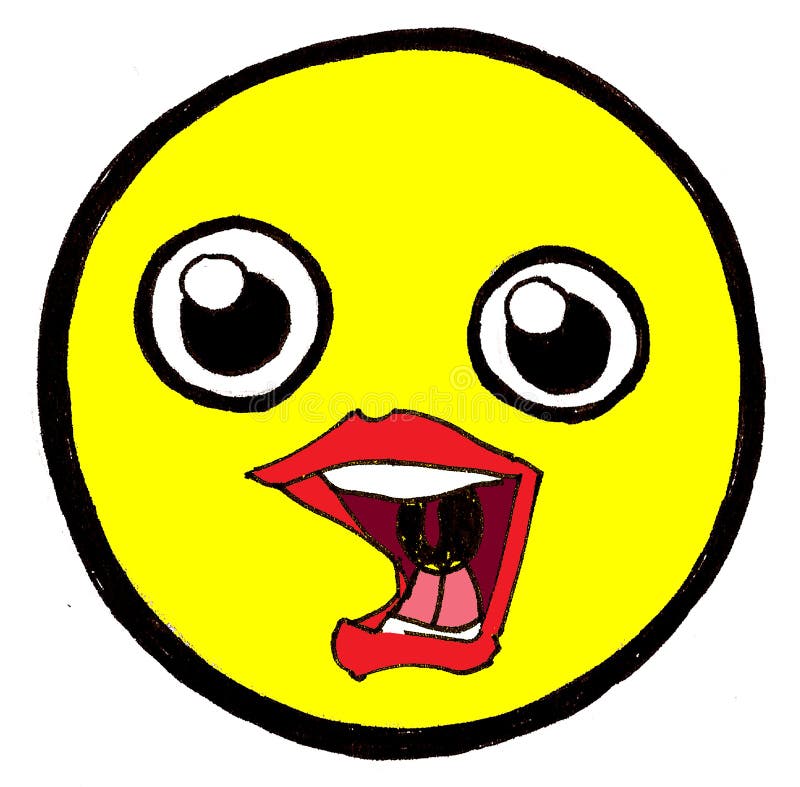 Smiley face with red lips stock illustration. Illustration of happy ...