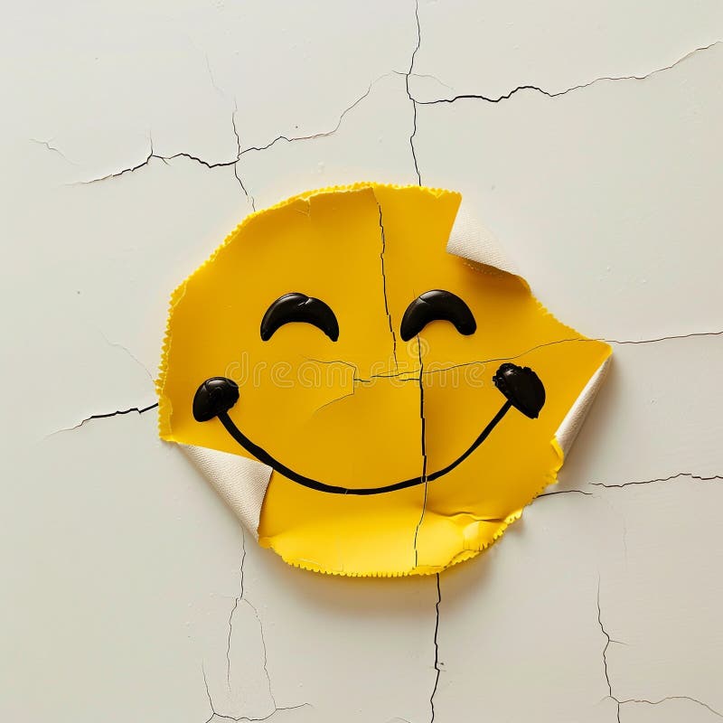 Smiley Face Repairing a Tear with Tape Stock Illustration ...