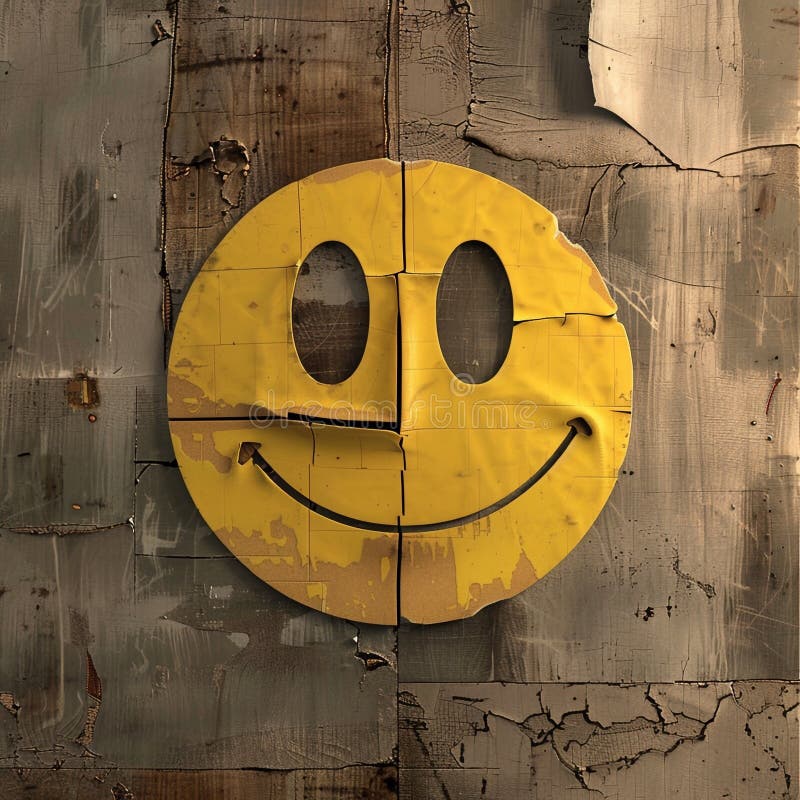 Smiley Face Repairing a Tear with Tape Stock Illustration - Illustration of emotion, playful ...