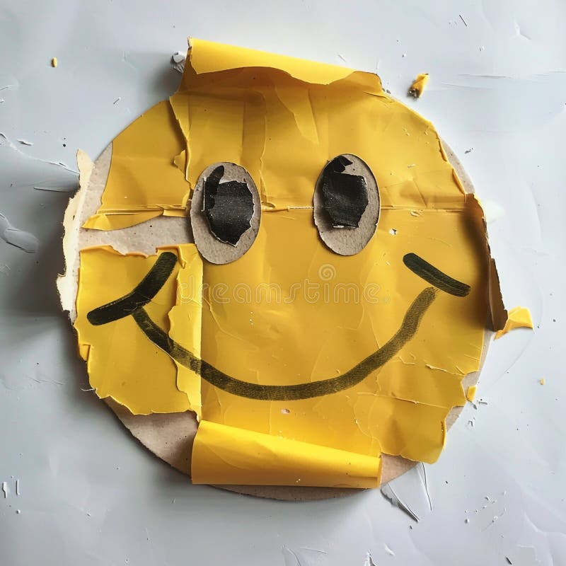 Smiley Face Repairing a Tear with Tape Stock Illustration - Illustration of playful, cartoon ...