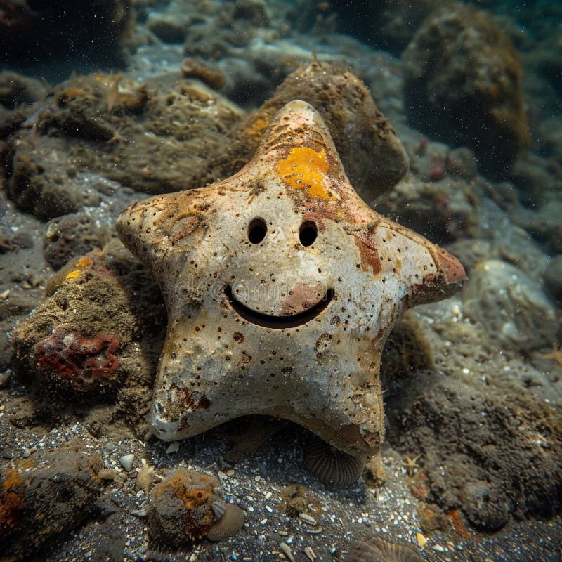 Smiley Face Resting Starfish Ocean Floor Stock Illustration ...
