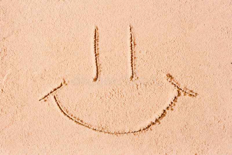 Smiley face on the sand stock image. Image of satisfaction - 37200085