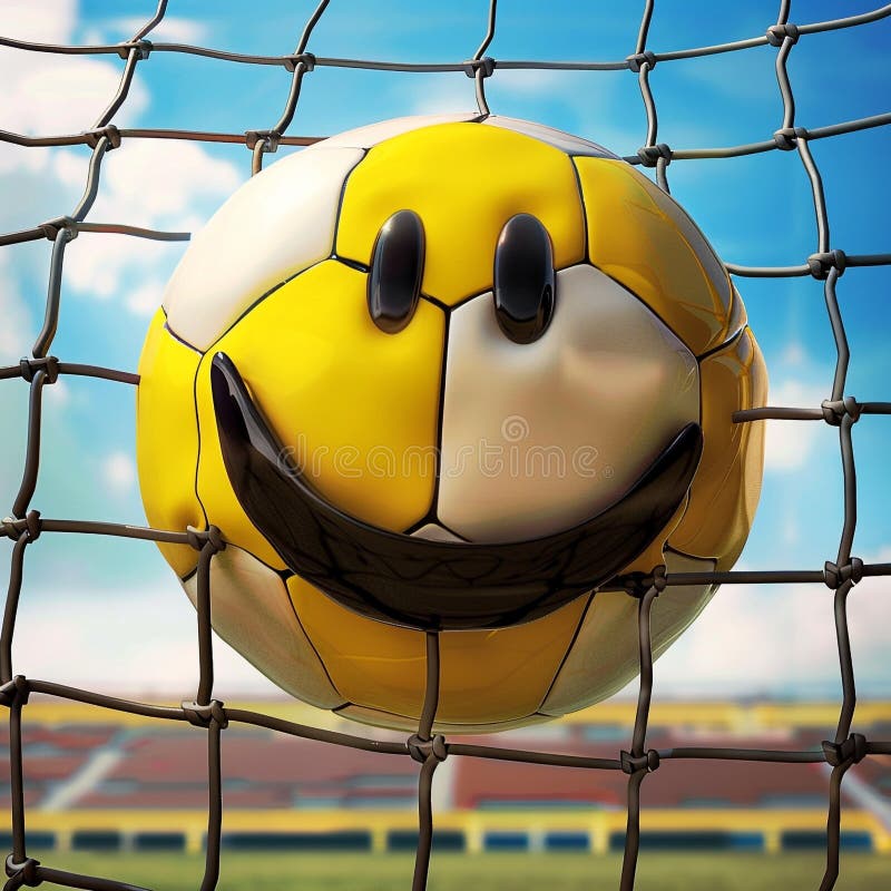 Smiley Face Scoring a Goal with a Soccer Ball Stock Illustration ...