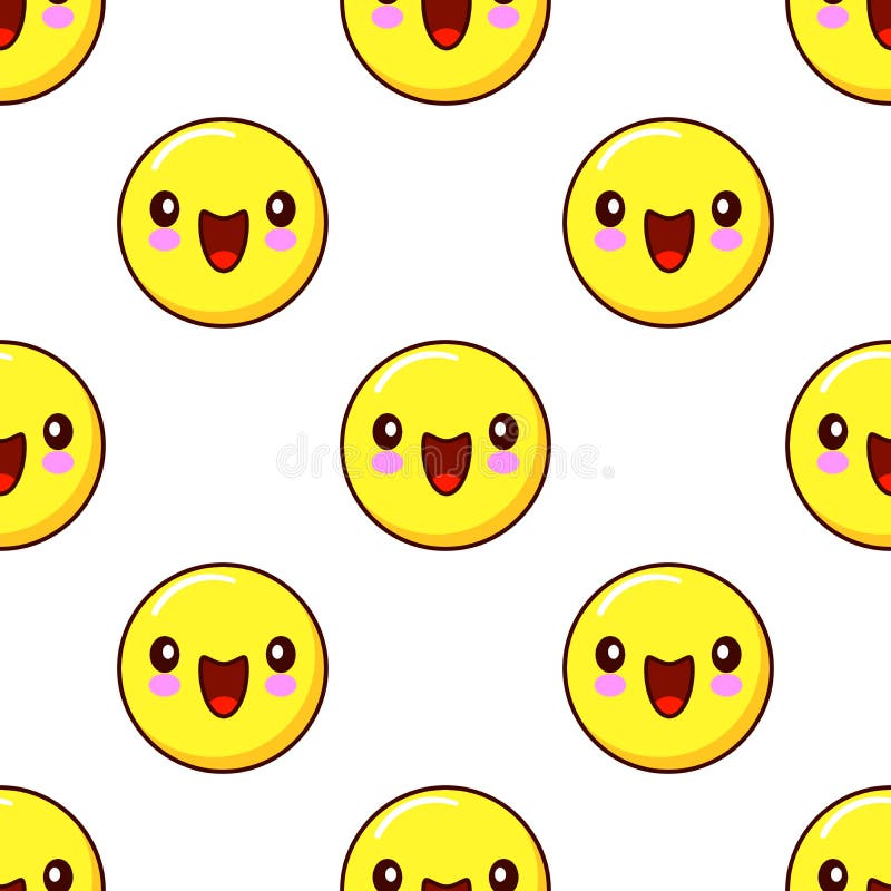 Smiley Face Seamless Pattern-patroon Op Witte Achtergrond Emoticons ...