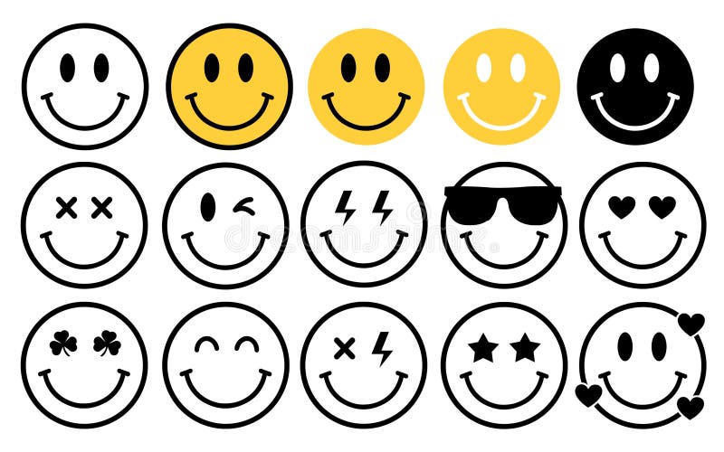 Smiley face set EPS editorial stock image. Illustration of background ...