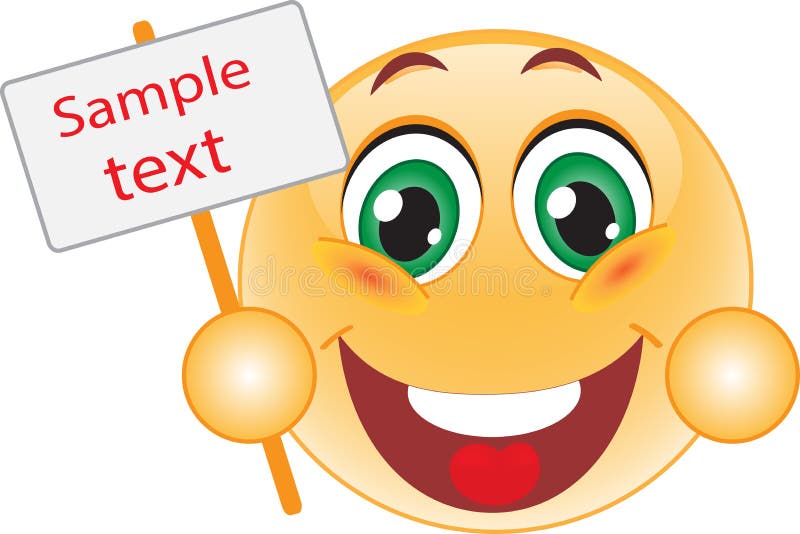 Smiley holding a sign stock vector. Illustration of script - 53310021