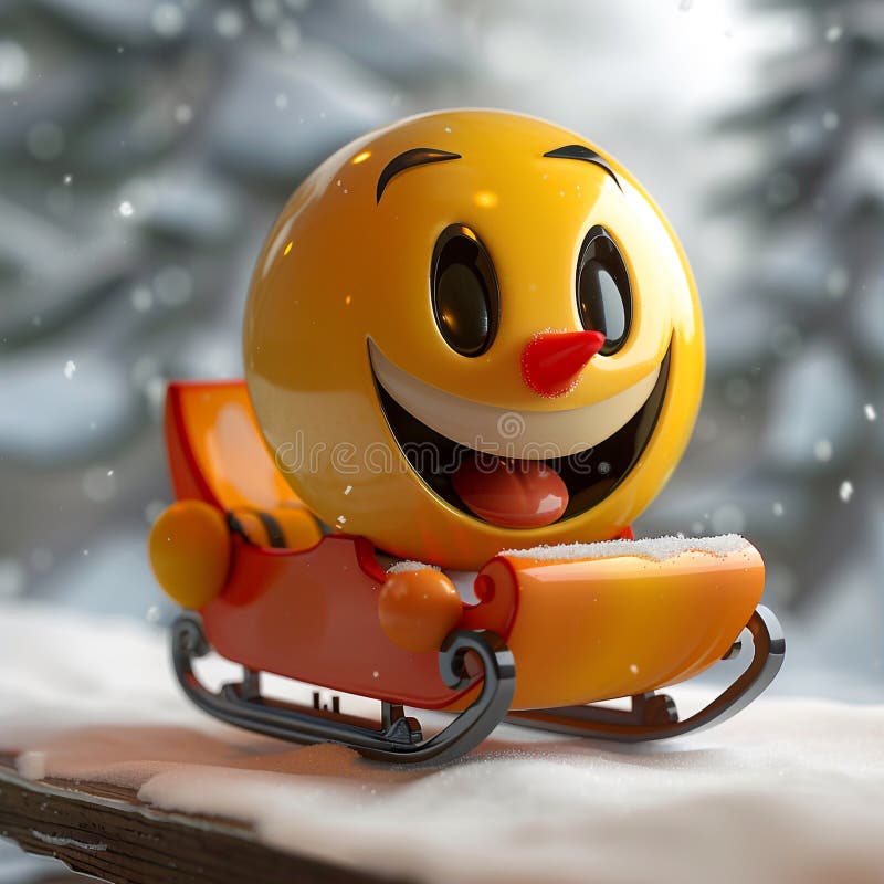 Smiley Face Sliding Down a Hill in a Sleigh Stock Illustration ...