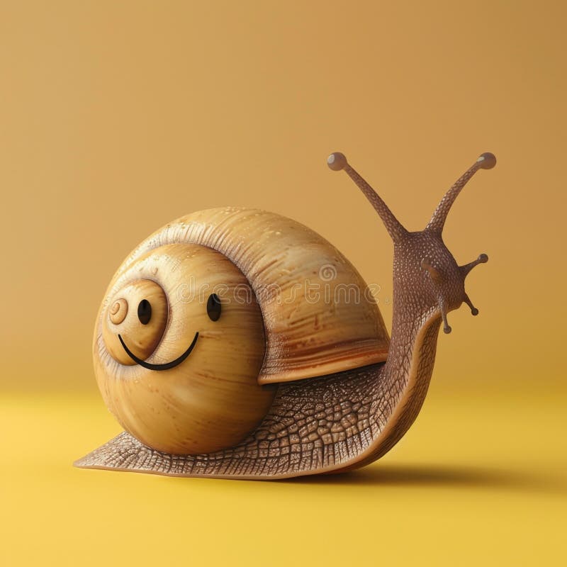 Smiley Face with Snail Moving Slowly Stock Illustration - Illustration ...
