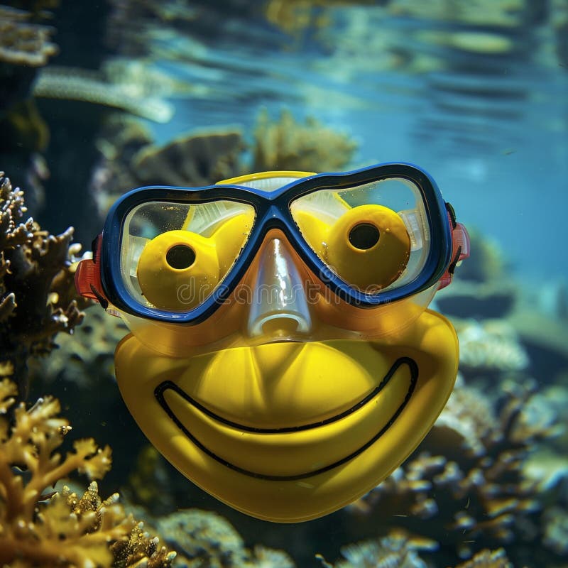 Smiley Face Snorkeling in a Coral Reef Stock Illustration ...
