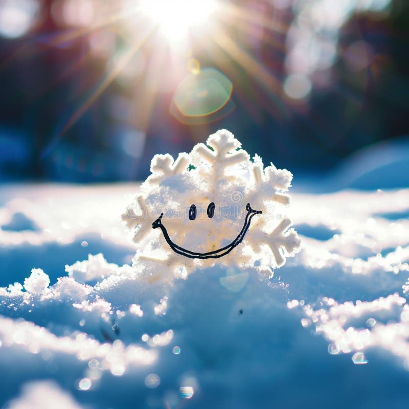 Smiley Face with Snowflake Sparkling in the Cold Stock Illustration ...