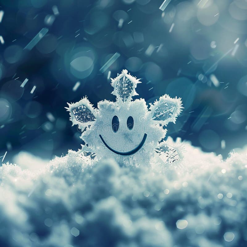 Smiley Face with Snowflake Sparkling in the Cold Stock Illustration ...