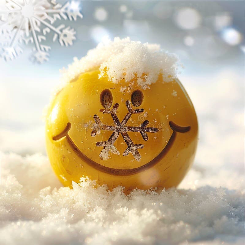 Smiley Face with Snowflake Sparkling in the Cold Stock Illustration ...