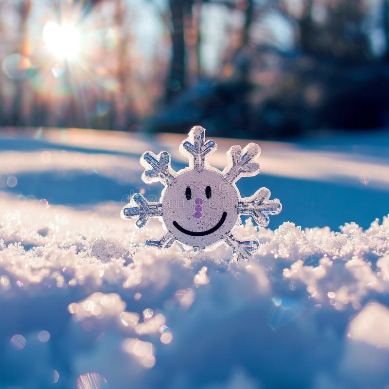 Smiley Face with Snowflake Sparkling in the Cold Stock Illustration ...