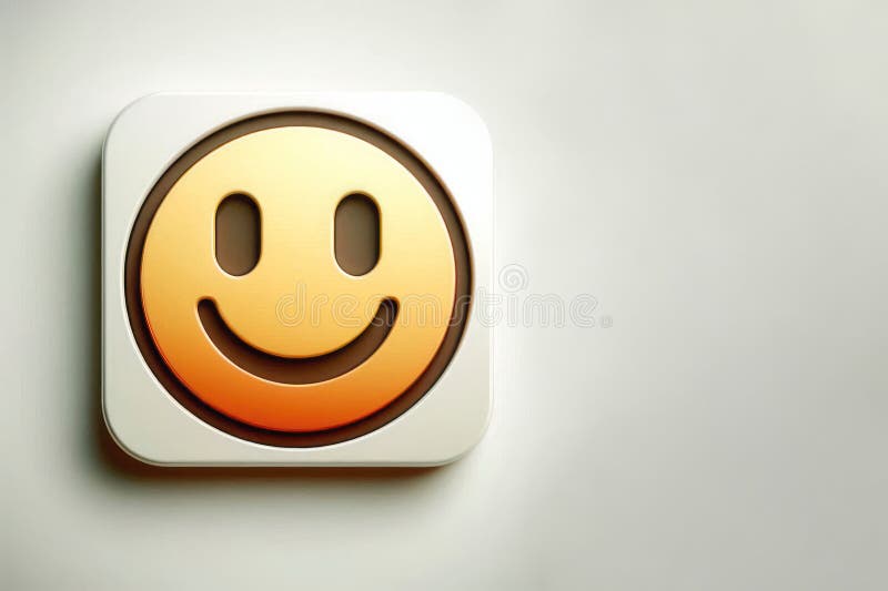 Smiley Face on a Square White Button. Space for Text. Stock ...