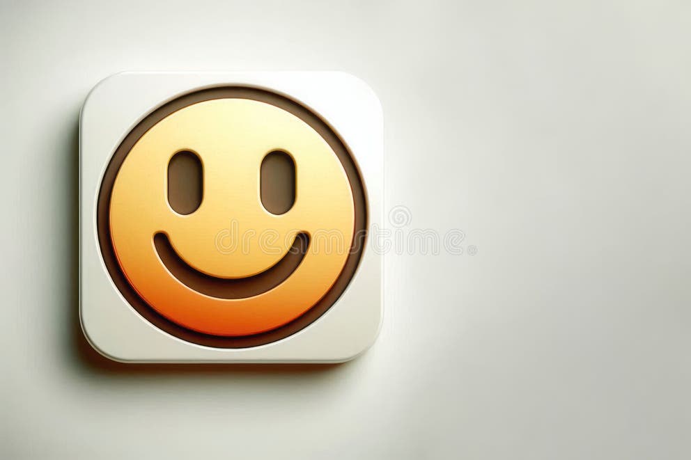 Smiley Face on a Square White Button. Space for Text. Stock ...