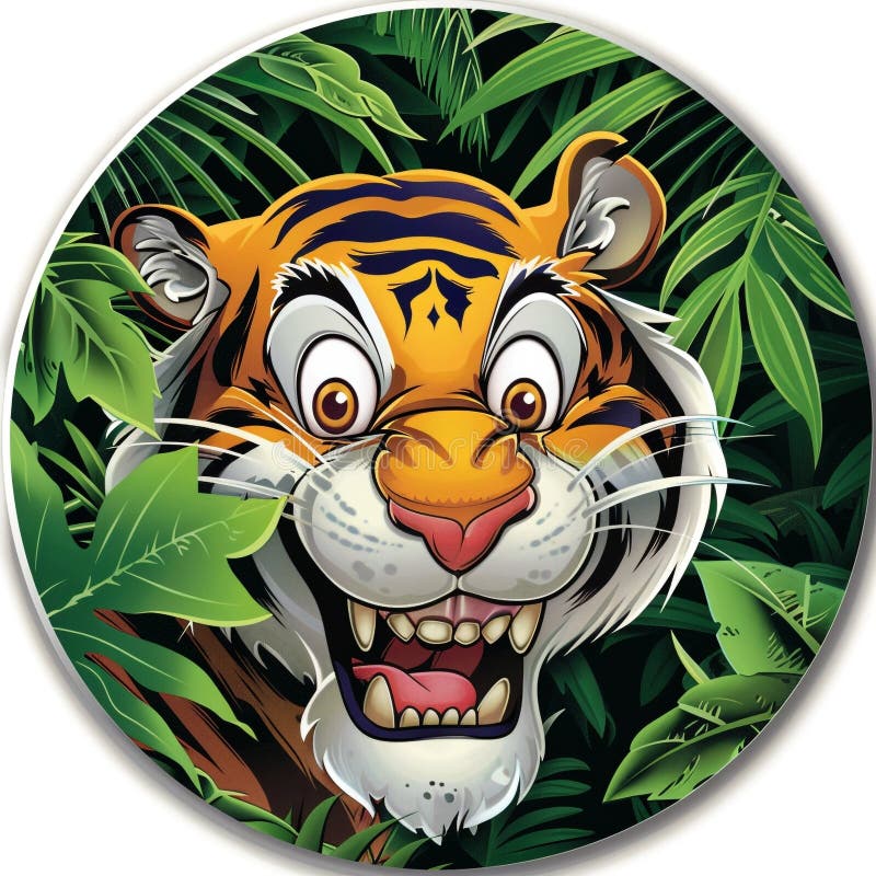 Smiley Face Stalking Tiger Jungle Stock Illustration - Illustration of ...