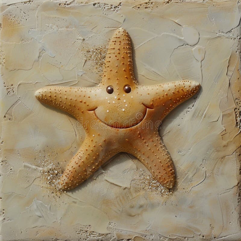 Smiley Face with Starfish on Sandy Shore Stock Illustration ...