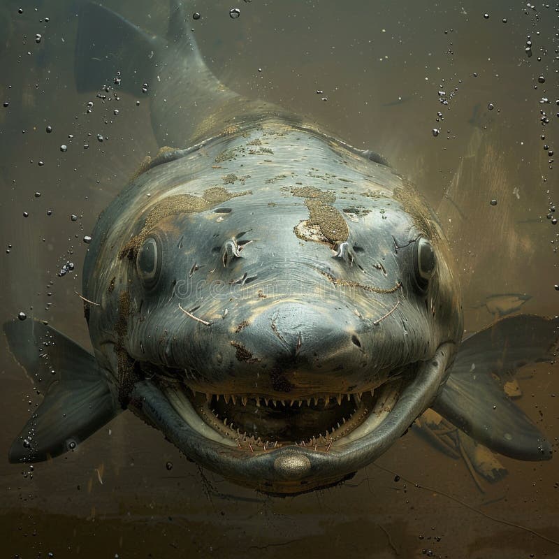 Smiley Face with Sturgeon in Deep River Stock Illustration ...