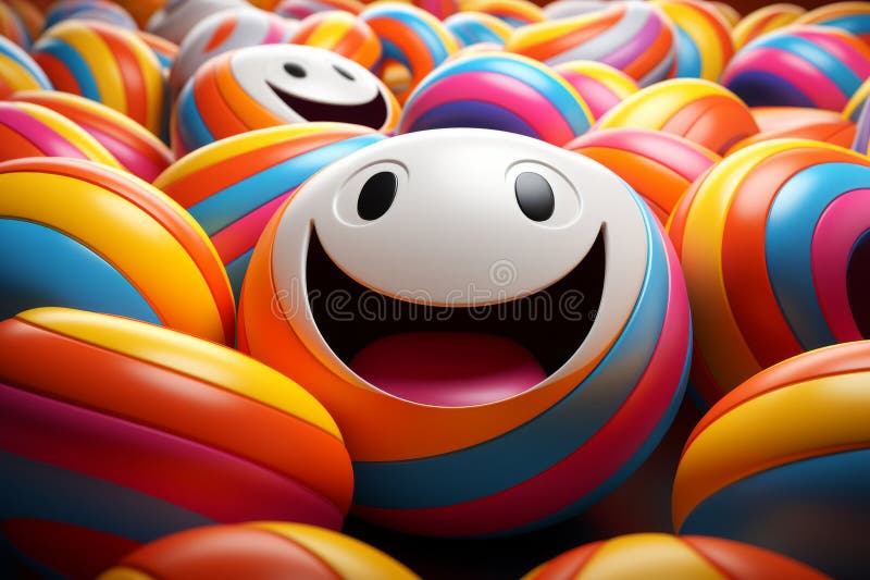 A Smiley Face is Surrounded by Colorful Balls Stock Illustration ...