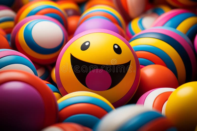A Smiley Face is Surrounded by Colorful Balls Stock Illustration ...