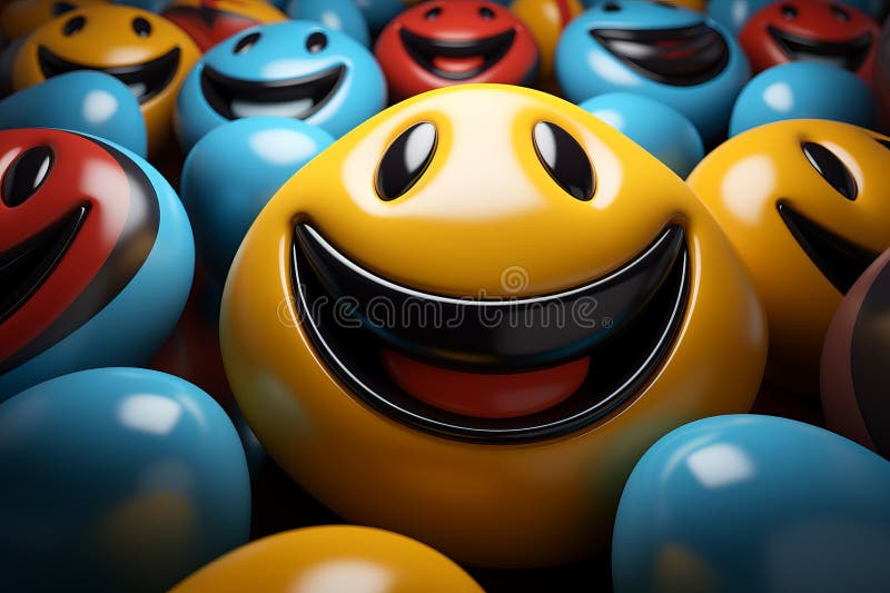 A Smiley Face is Surrounded by Many Blue and Red Smiley Faces Stock ...