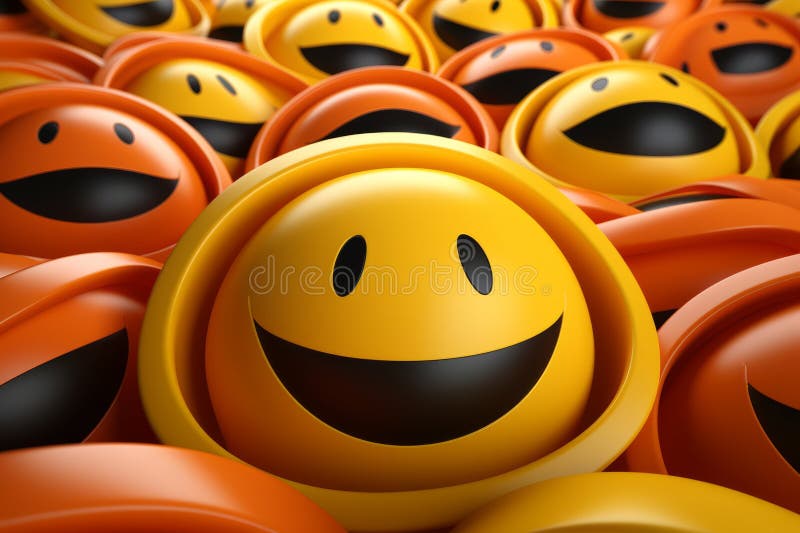 A Smiley Face is Surrounded by Many Orange and Yellow Smiley Faces ...