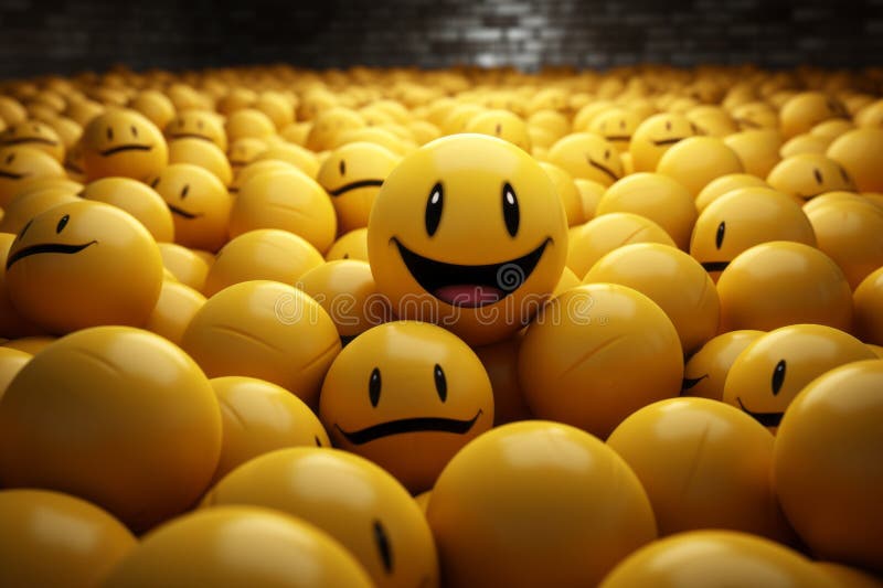 A Smiley Face Surrounded by Many Yellow Smiley Faces Stock Illustration ...