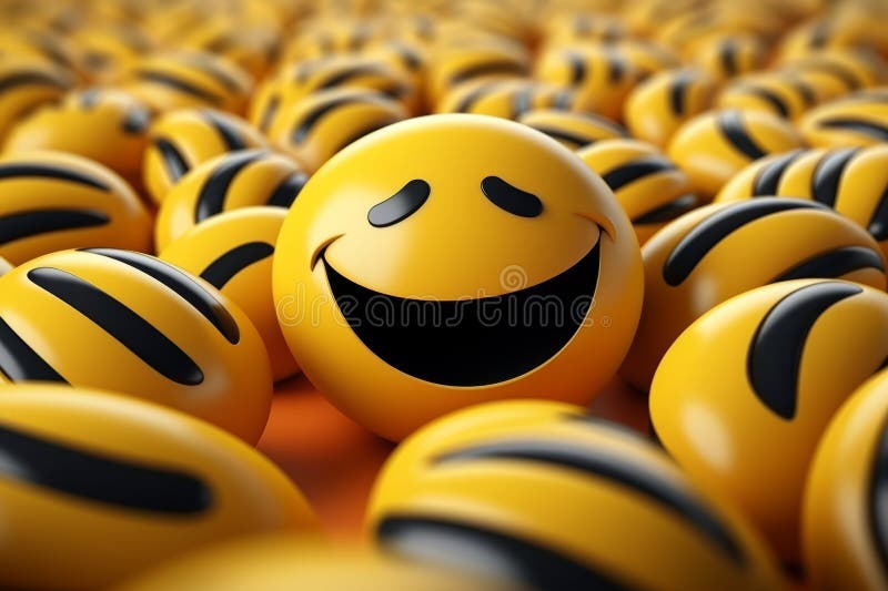 A Smiley Face Surrounded by Many Yellow Smiley Faces Stock Illustration ...