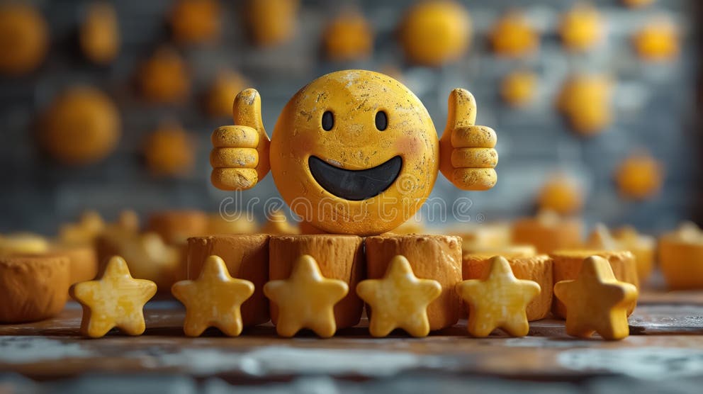 Smiley Face Surrounded by Positive Symbols Stock Illustration ...