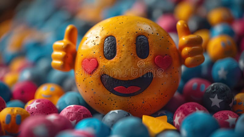 Smiley Face Surrounded by Positive Symbols Stock Illustration ...