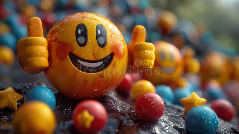 Smiley Face Surrounded by Positive Symbols Stock Illustration ...