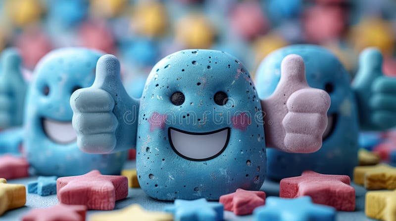 Smiley Face Surrounded by Positive Symbols Stock Illustration ...