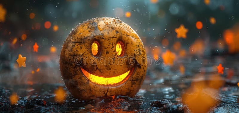 Smiley Face Surrounded by Positive Symbols Stock Illustration ...