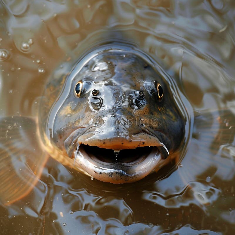 Smiley Face Swimming with Carp in Muddy Waters Stock Illustration ...