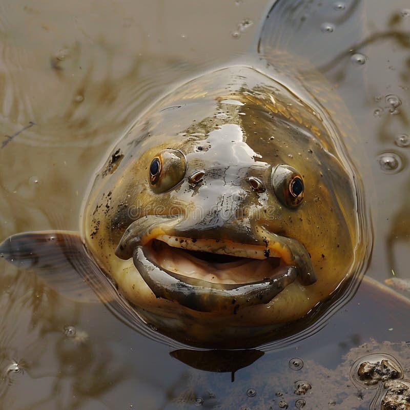 Smiley Face Swimming with Carp in Muddy Waters Stock Illustration ...