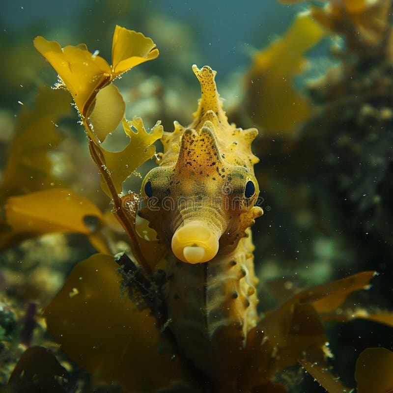 Smiley Face Swimming with Seahorse in Ocean Currents Stock Illustration ...