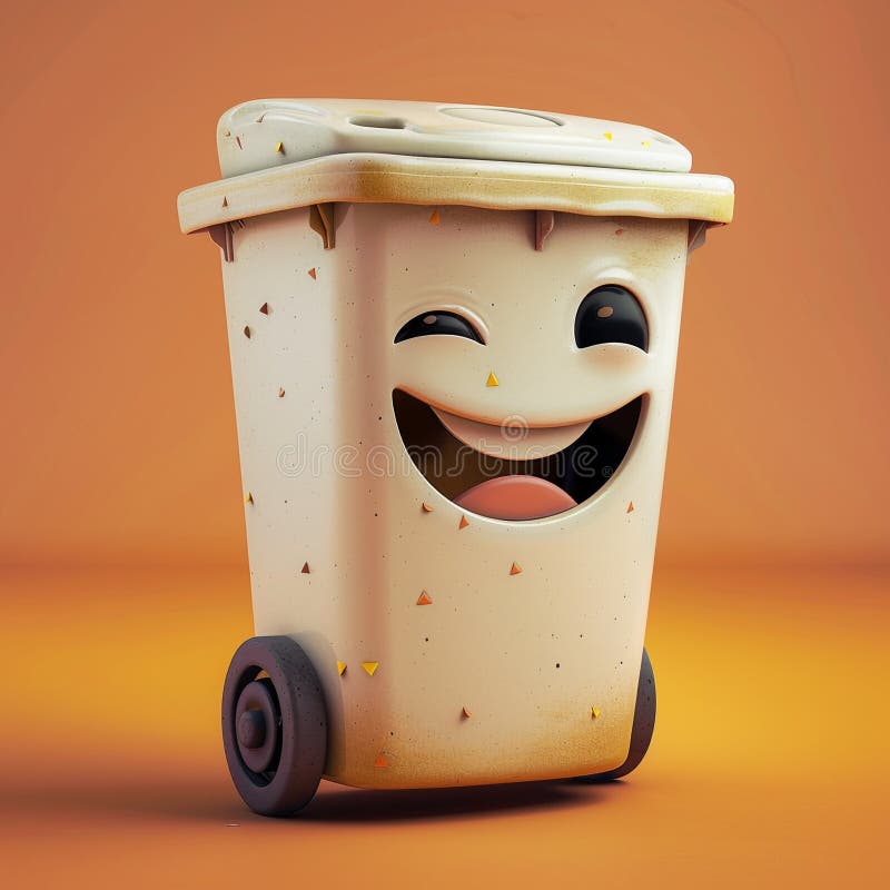 Smiley Face Taking Out the Garbage from a Trash Can Stock Illustration ...