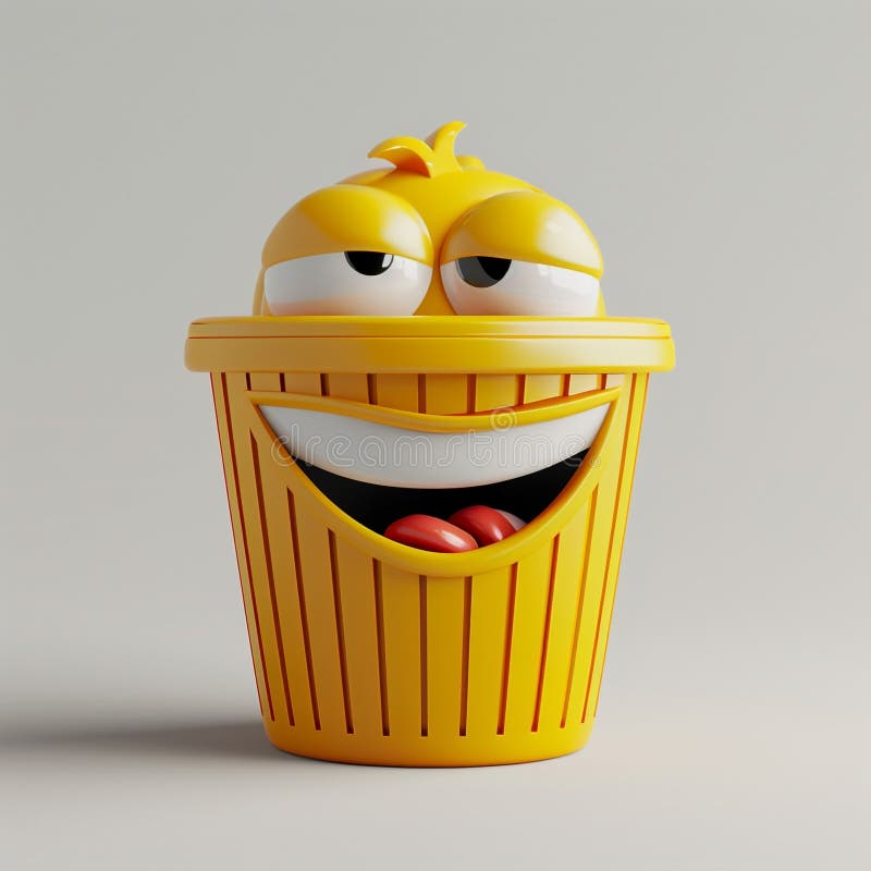 Smiley Face Taking Out the Garbage from a Trash Can Stock Illustration ...