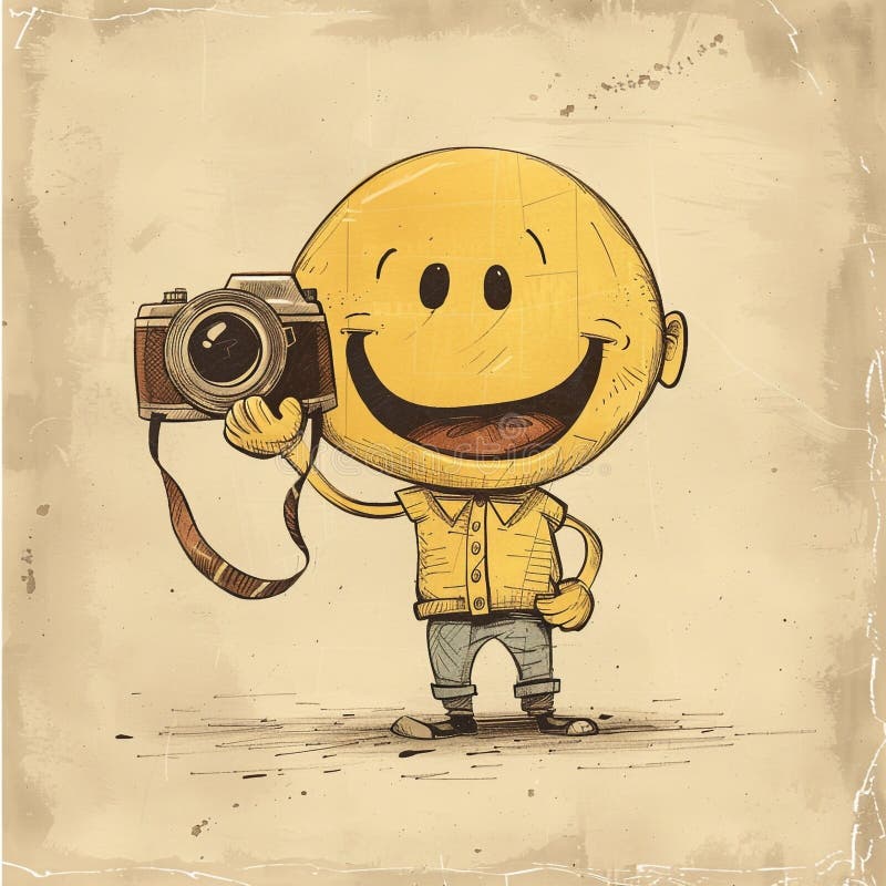 Smiley Face Taking Photographs Stock Illustration - Illustration of ...