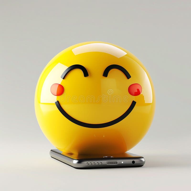 Smiley Face Texting on Smartphone Stock Illustration - Illustration of ...