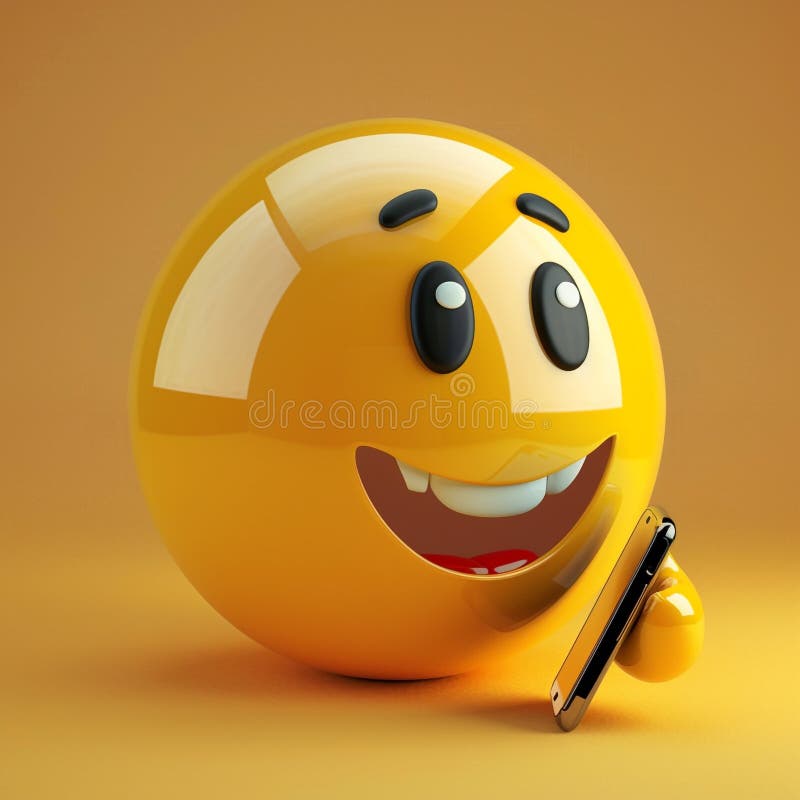 Smiley Face Texting on Smartphone Stock Illustration - Illustration of ...