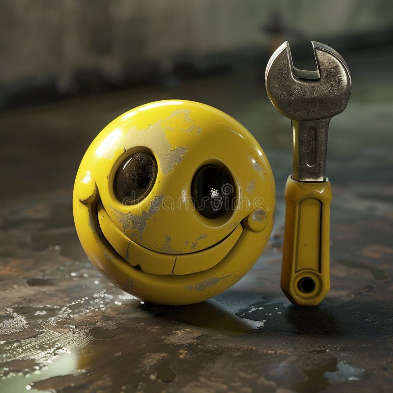 Smiley Face Tightening Bolt with Wrench Stock Illustration ...