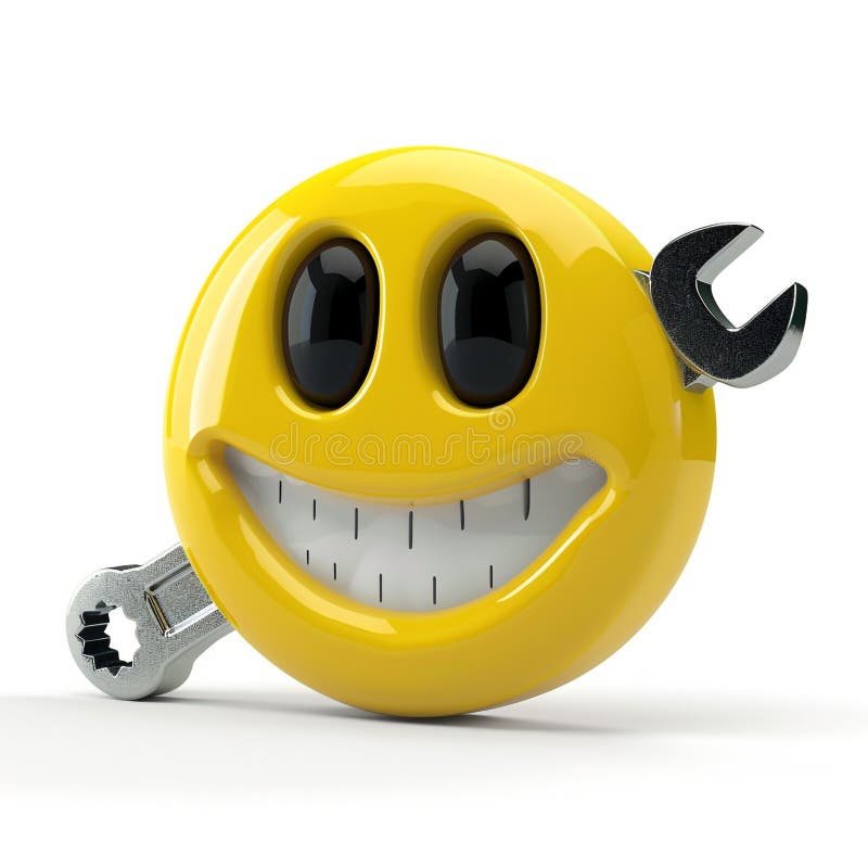 Smiley Face Tightening Bolt with Wrench Stock Illustration ...