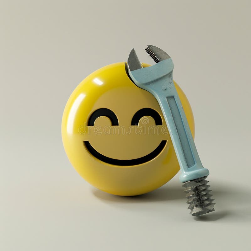 Smiley Face Tightening Bolt with Wrench Stock Illustration ...