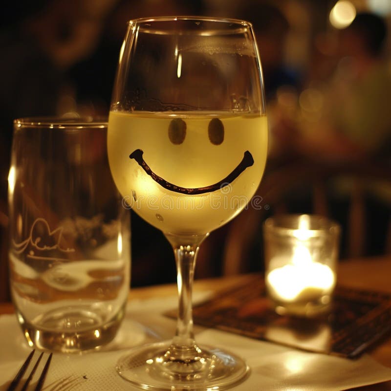 Smiley Face Toasting Wine Glass at Dinner Stock Illustration ...