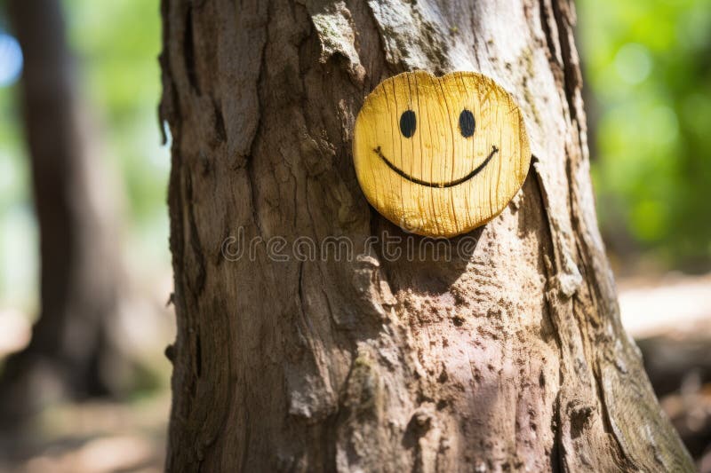 A smiley face on a tree stock illustration. Illustration of tree ...
