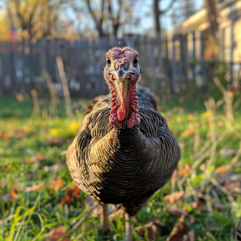 Smiley Face Turkey Strutting in Yard Stock Illustration - Illustration ...