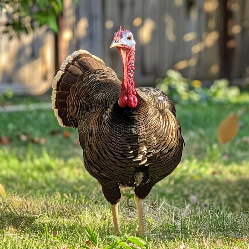 Smiley Face Turkey Strutting in Yard Stock Illustration - Illustration ...