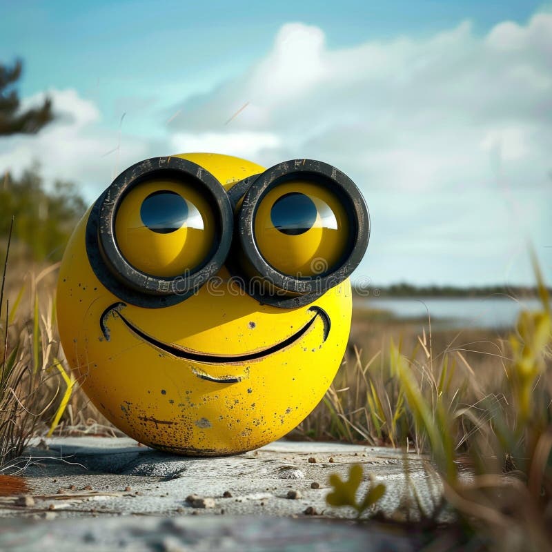 Smiley Face Using Binoculars Bird Watching in a Nature Reserve Stock ...